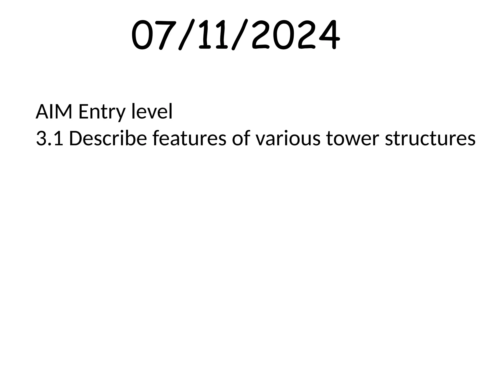 Features of tower structures for SEN class | PPT