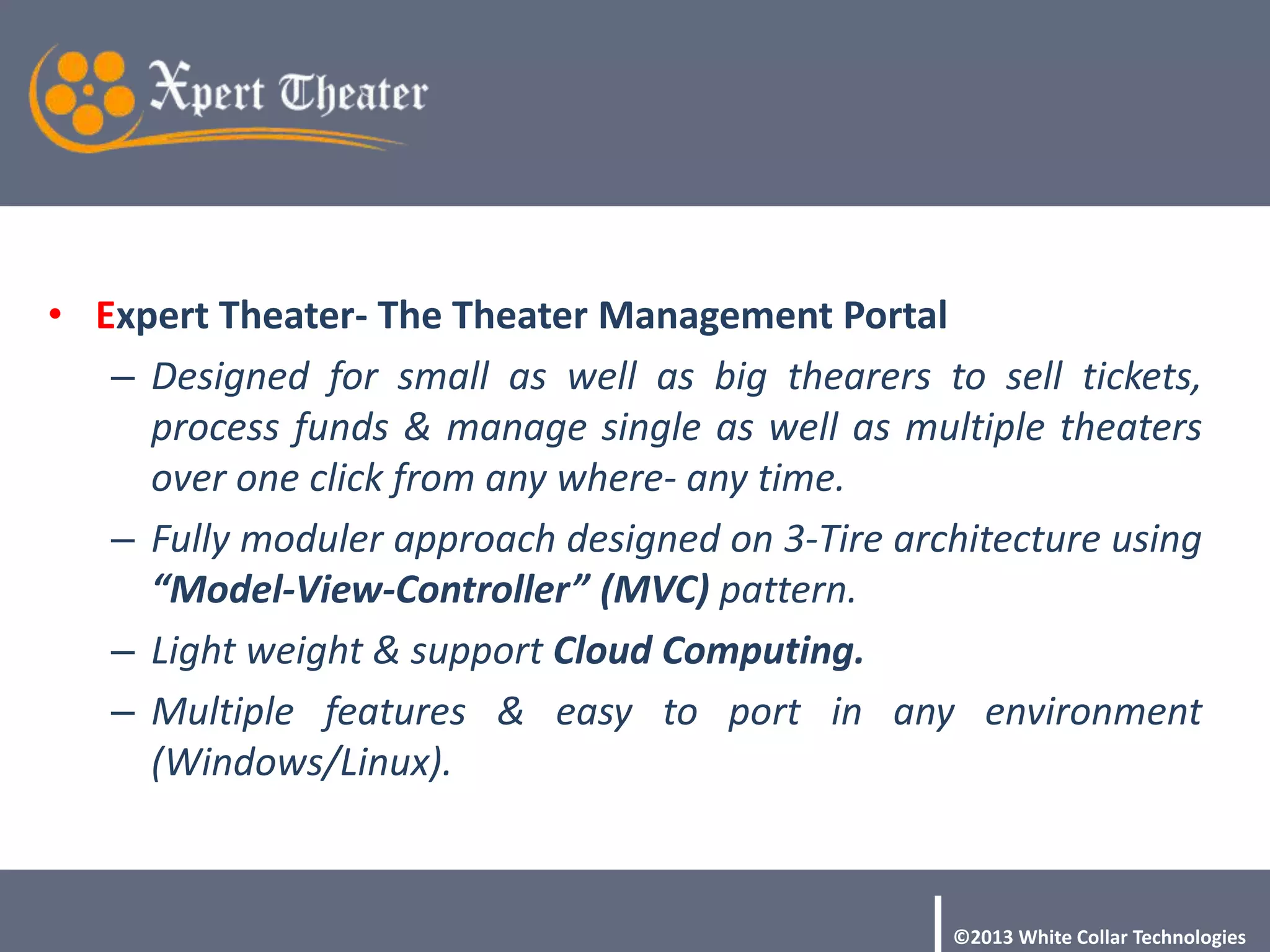 Theater Management Software - Features & technology | PPT