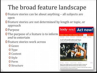 Feature stories across the genres | PPTX
