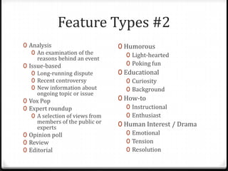 Feature stories across the genres | PPTX