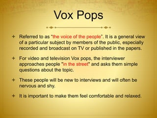 Feature story and narration vox pops | PPTX | Digital Audio | Computer ...