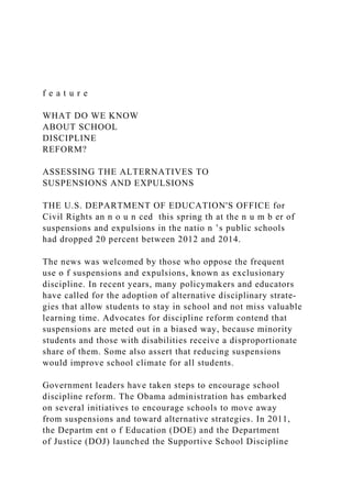 f e a t u r eWHAT DO WE KNOW ABOUT SCHOOL DISCIPLINE.docx
