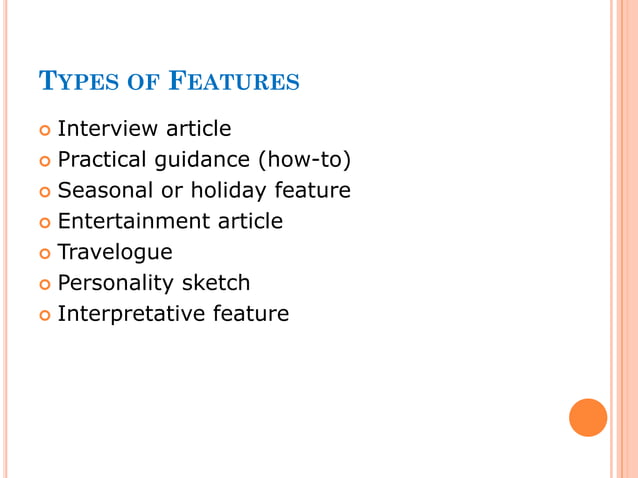 Feature Writing Basics | PPTX