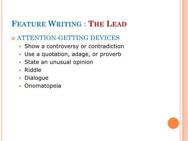 Feature Writing Basics | PPTX