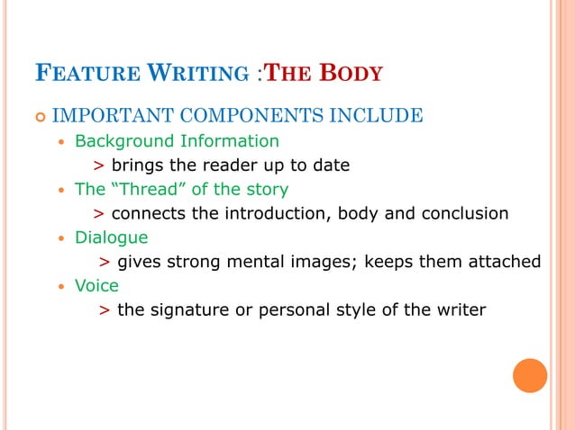 Feature Writing Basics | PPTX