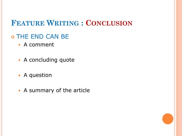 Feature Writing Basics | PPTX