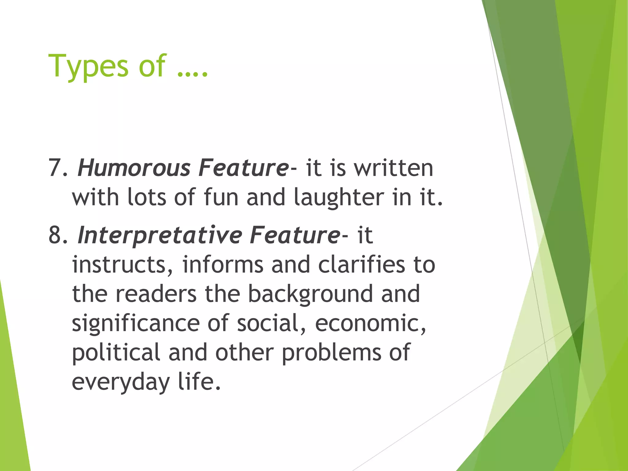 Feature writing | PPT