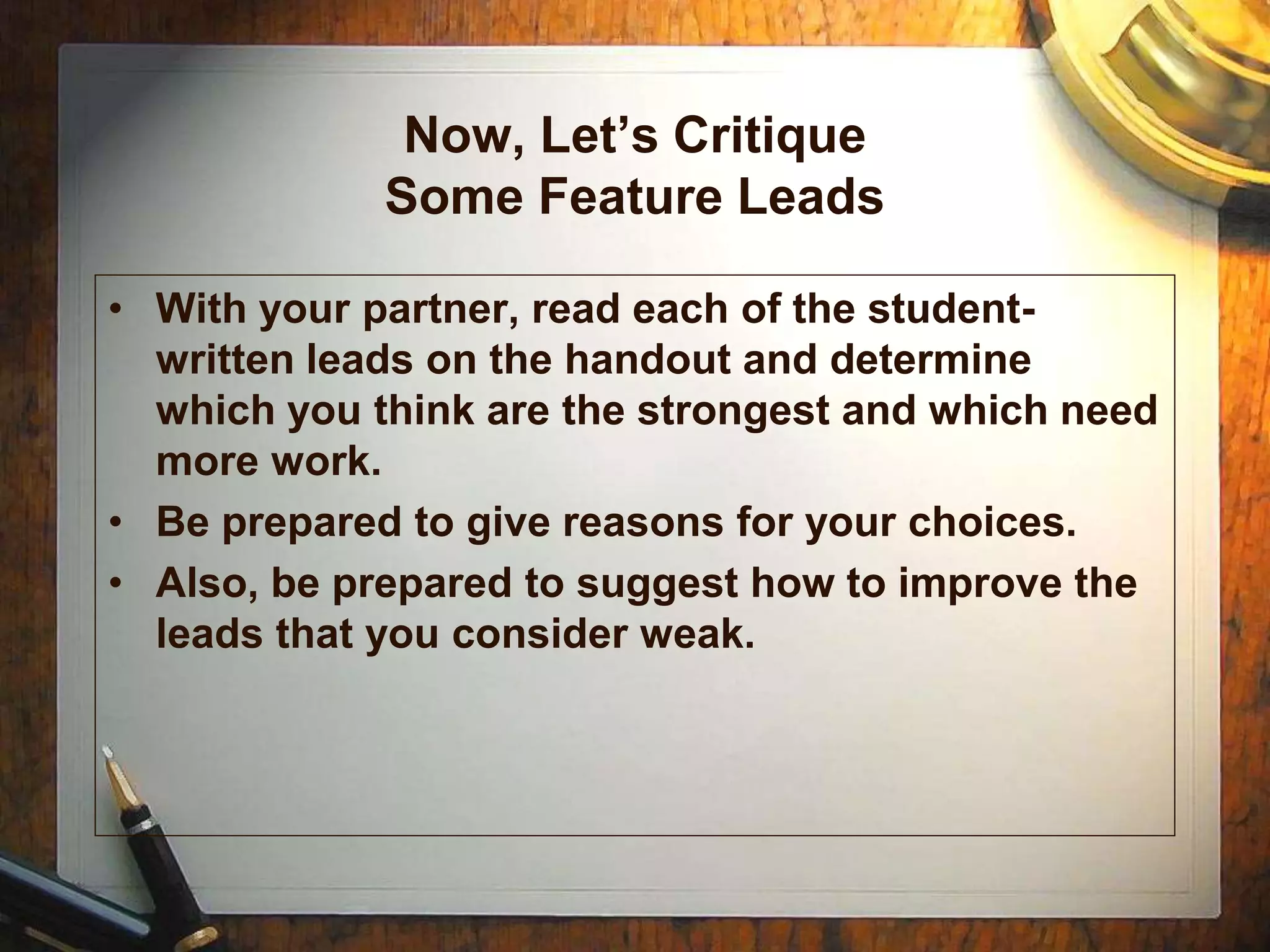 Feature writing | PPT