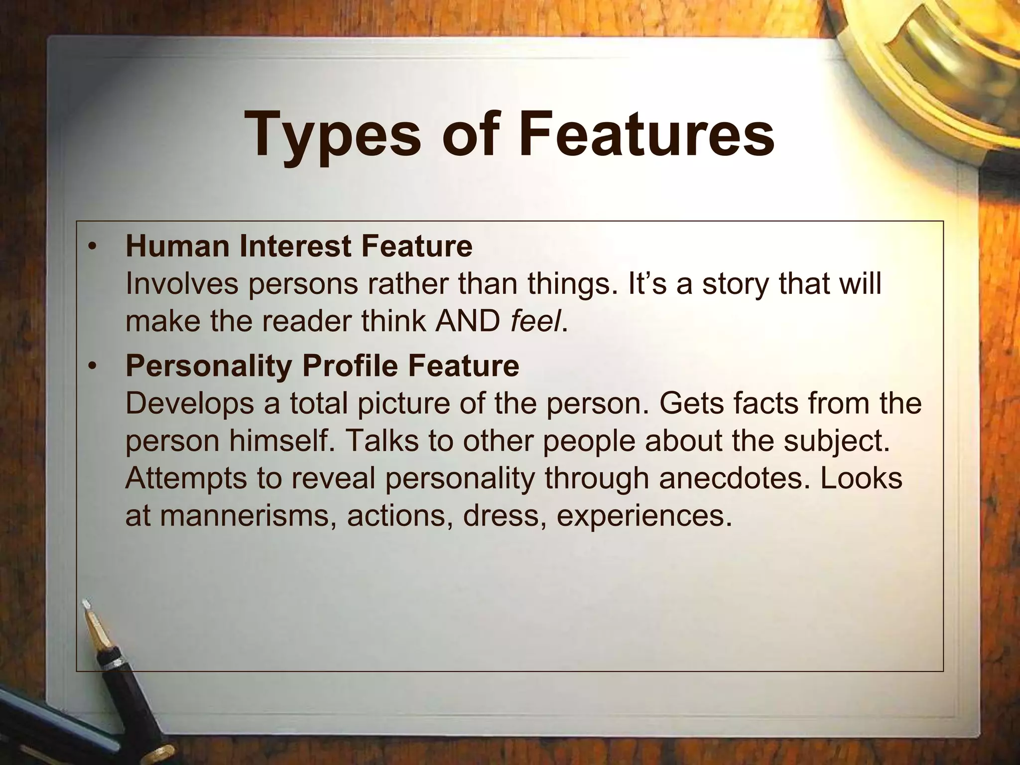 Feature writing | PPT