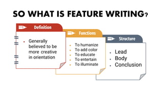 JOURNALISM WORKSHOP 2024: Feature Writing | PDF