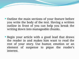 FEATURE WRITING power point presentation | PPTX
