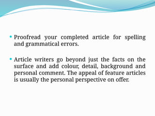 FEATURE WRITING power point presentation | PPTX