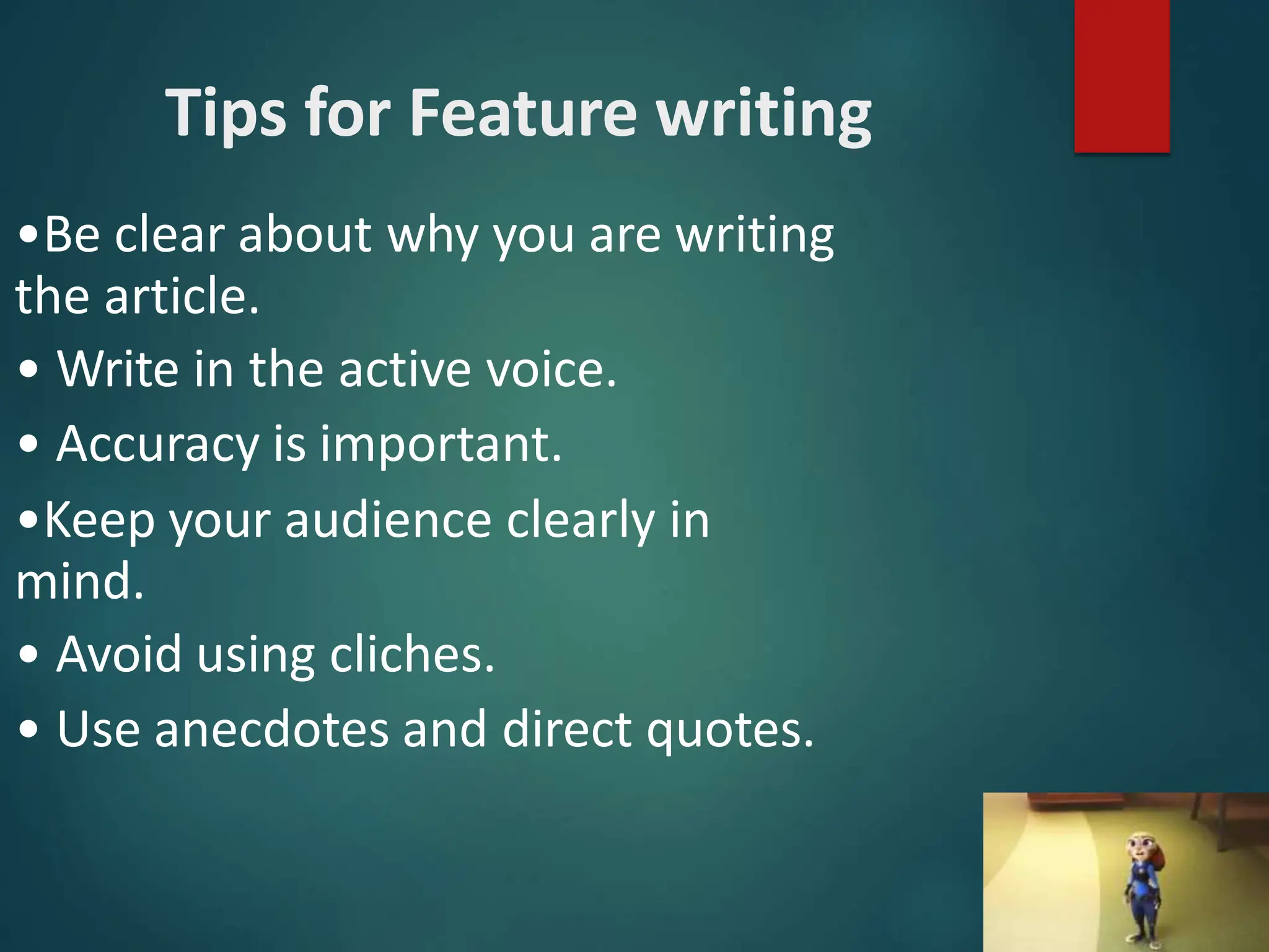 Feature writing................................... | PPTX