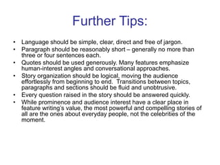 Feature Writing 2.ppt | Screenwriting | Content Production