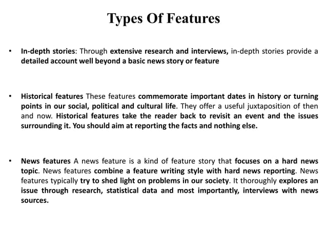 Feature_Writing_and_types_of_feature_ppt.ppt | Genres
