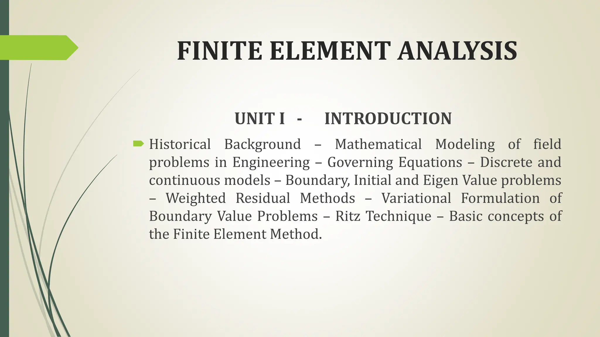 Introduction to finite element analysis (FEA) | PPTX