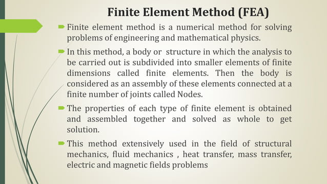Introduction to finite element analysis (FEA) | PPTX