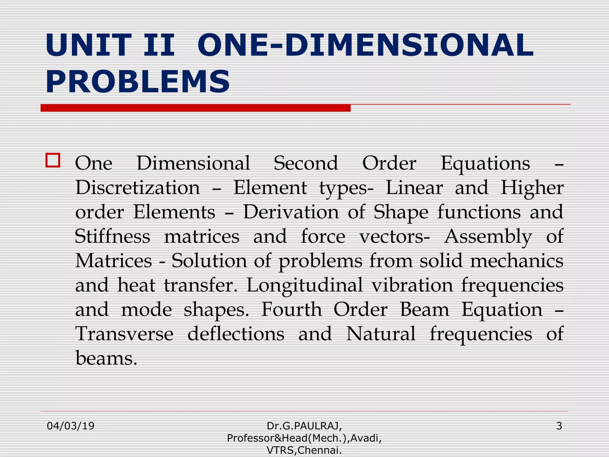 Finite Element Analysis - UNIT-2 | PPT | Physics | Science