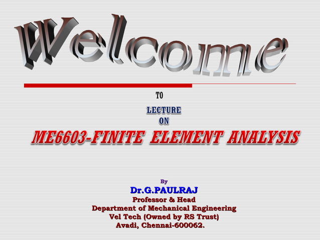 Finite Element Analysis - UNIT-4 | PPT | Physics | Science