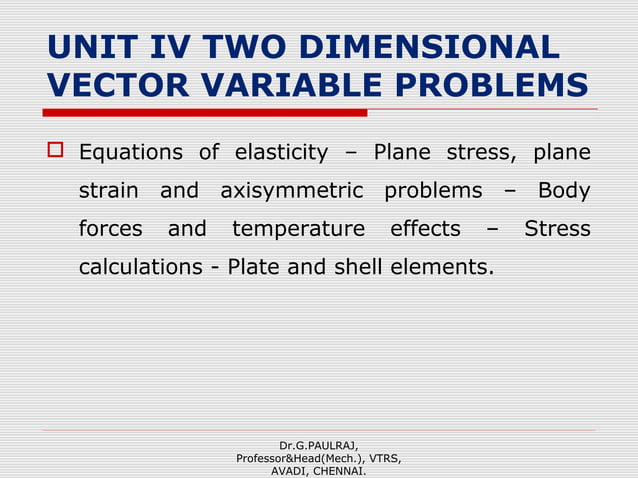 Finite Element Analysis - UNIT-4 | PPT | Physics | Science