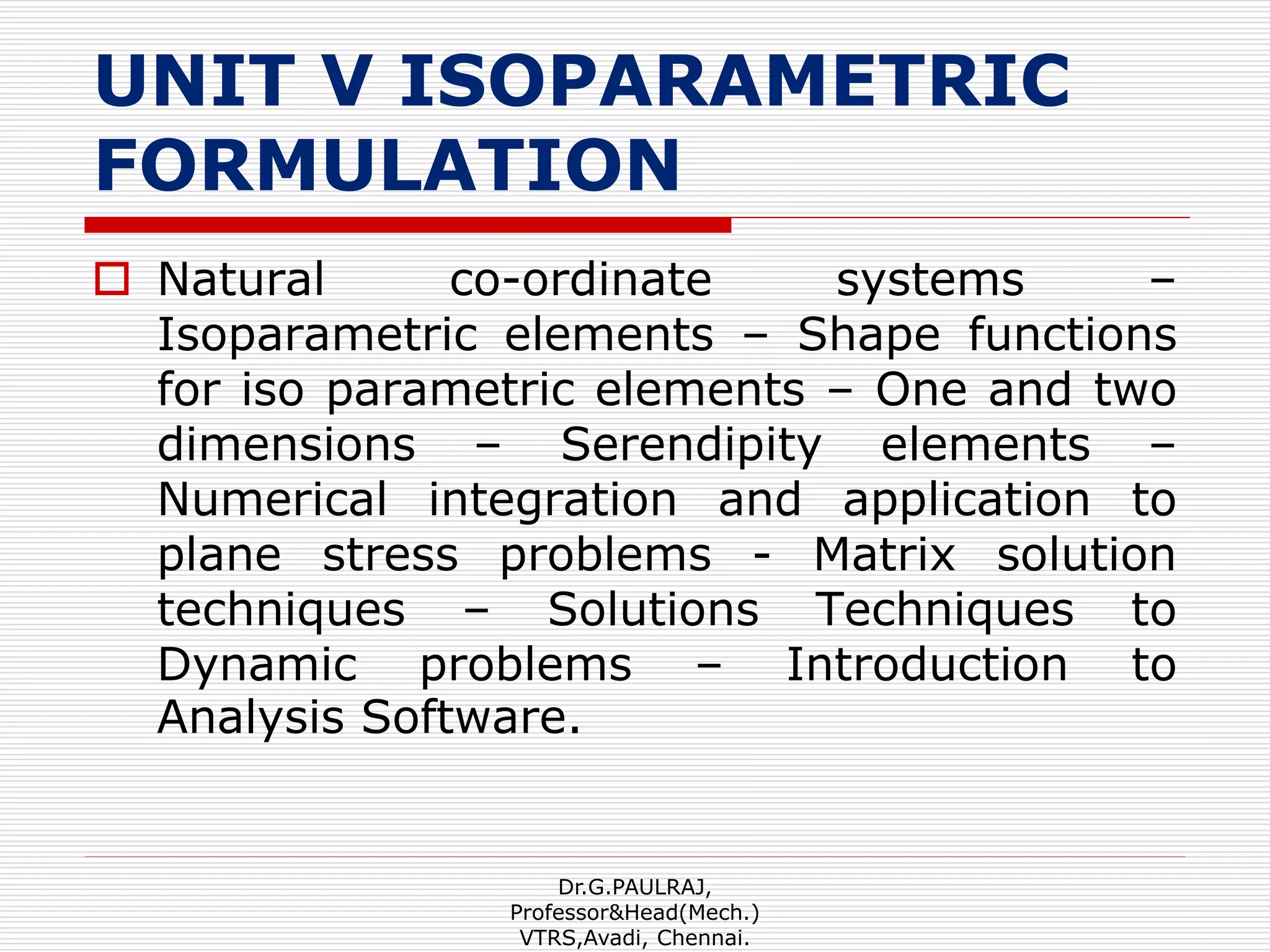 Finite Element Analysis - UNIT-5 | PPTX