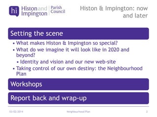 Histon & Impington PC Neighbourhood Plan; Feb 14 open meeting | PPT