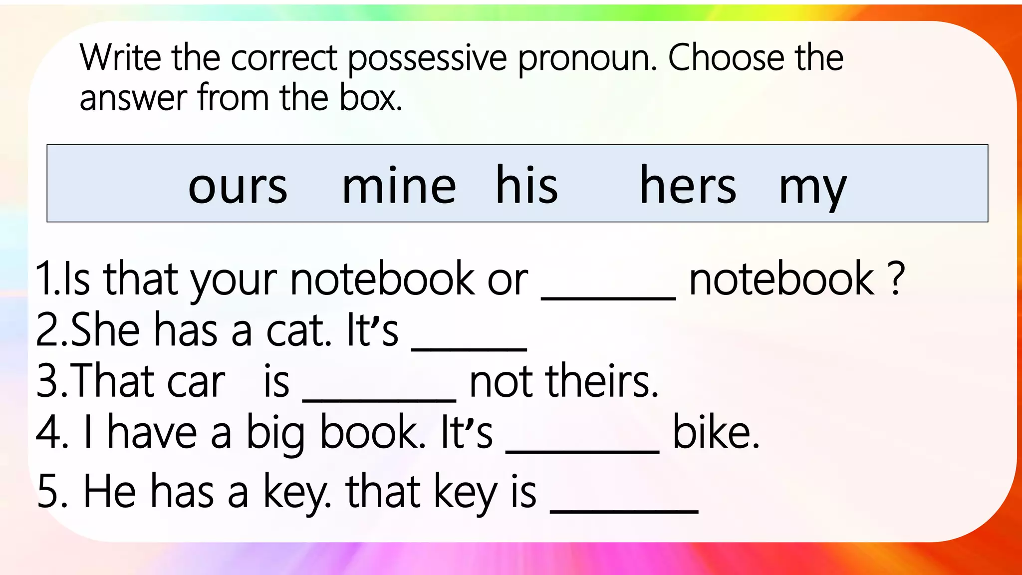 english possessive pronouns part | PPTX