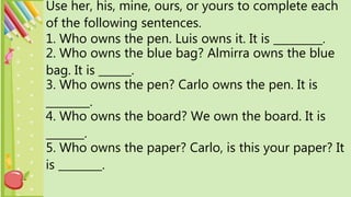 english possessive pronouns part | PPTX