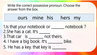 english possessive pronouns part | PPTX