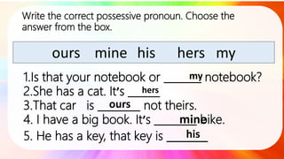 english possessive pronouns part | PPTX