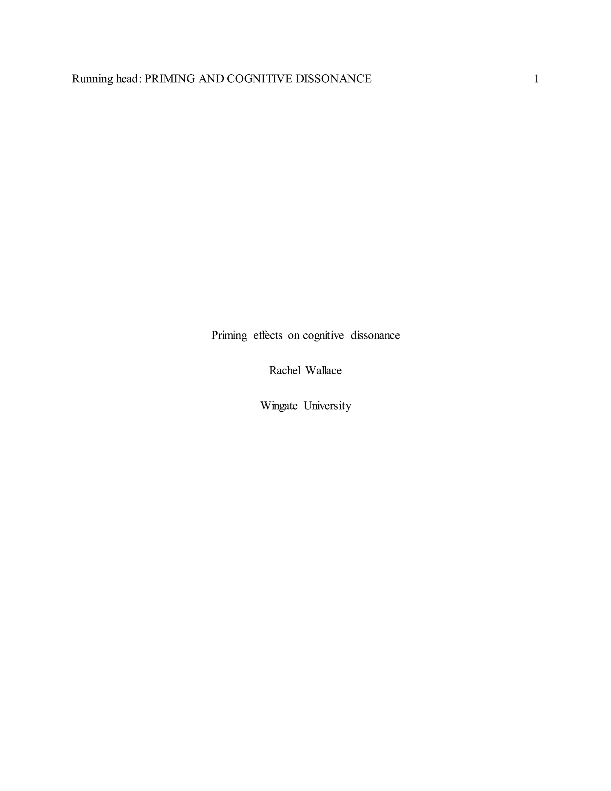 Negative priming effects on cognitive dissonance | PDF