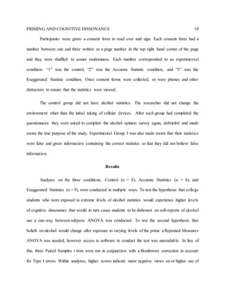 Negative priming effects on cognitive dissonance | PDF