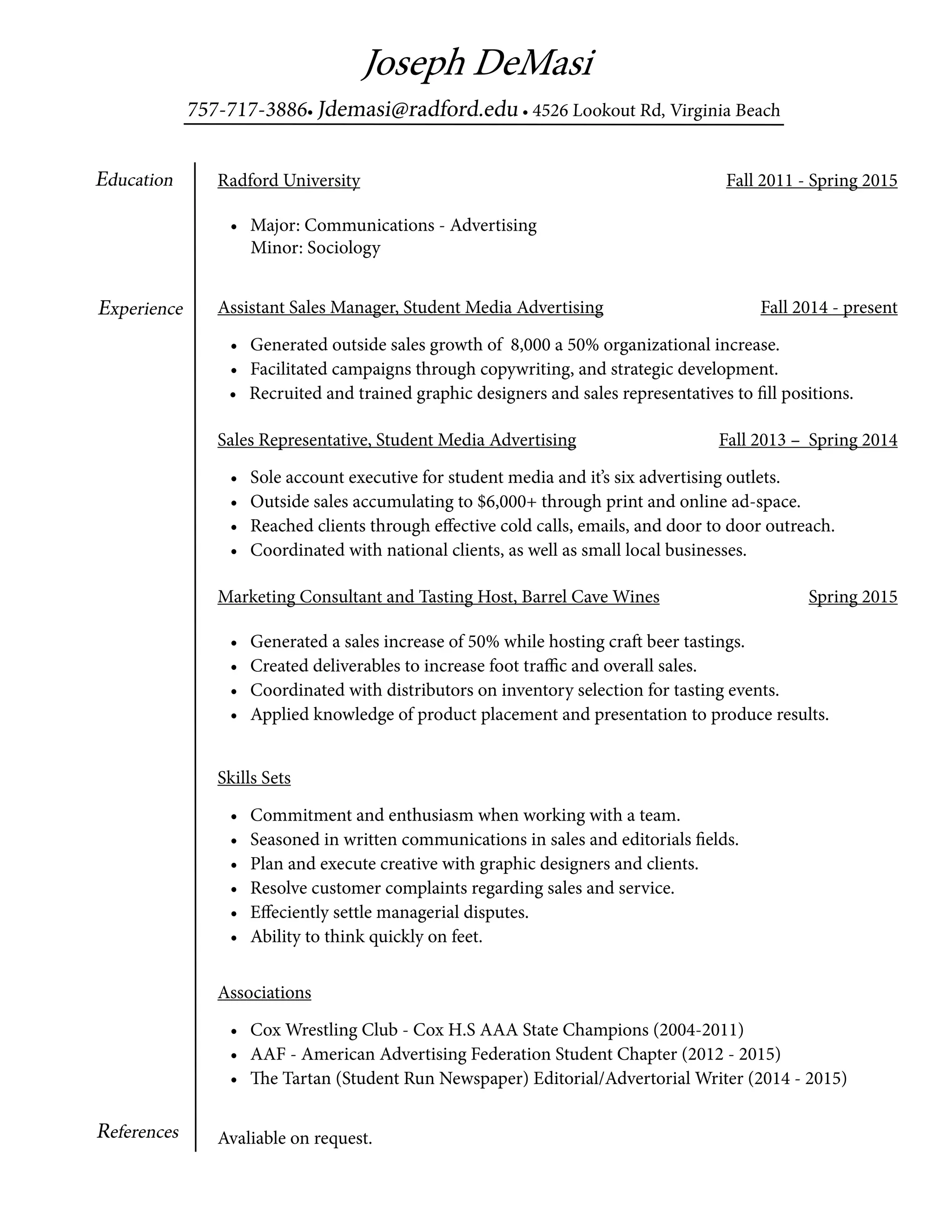 Resume Joseph DeMasi | PDF