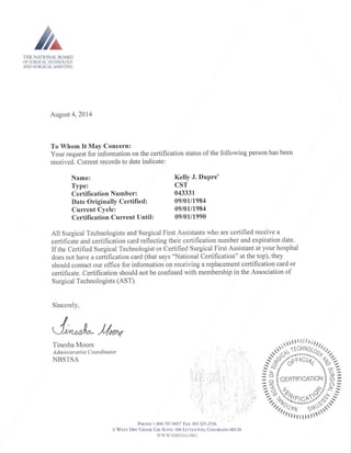 Verification of Surgical Tech. Certification | PDF