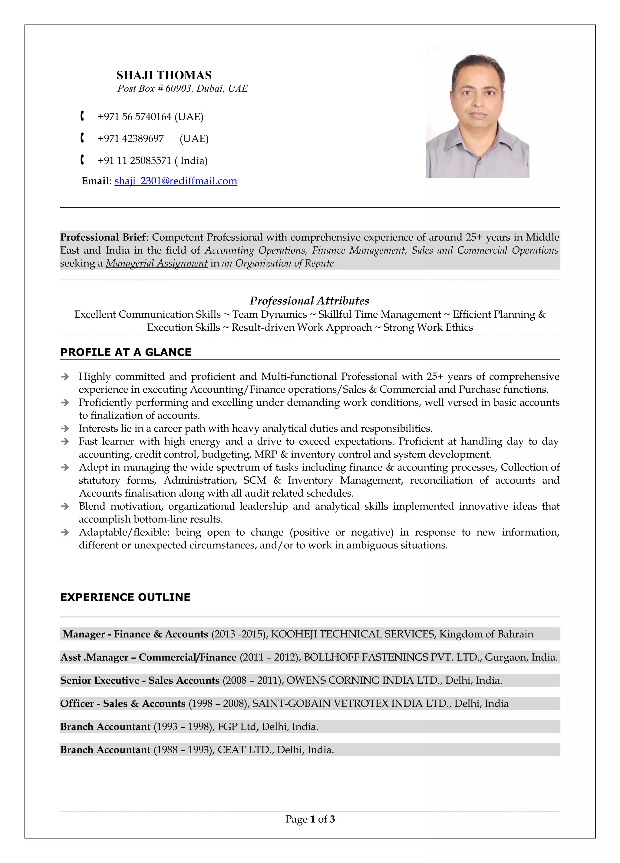 Resume_-Shaji_2015 | DOC | Logistics | Business