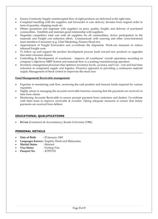 Resume_-Shaji_2015 | DOC | Logistics | Business