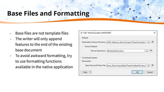 Data to the Masses: Automated Word Document Creation with FME | PPT