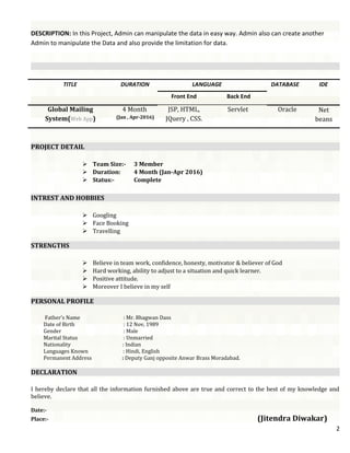 Jitendra Diwakar(CV) | PDF | Free Download