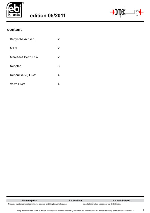 Febi truck 05-2011 | PDF | Commercial Trucks | Auto Body Styles