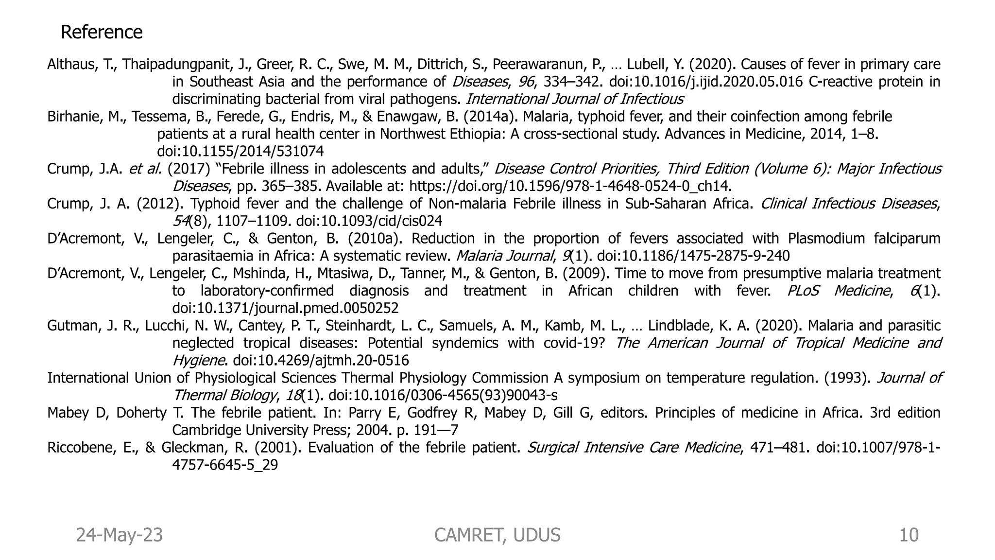 Febrile illness in the tropical regions. | PPTX