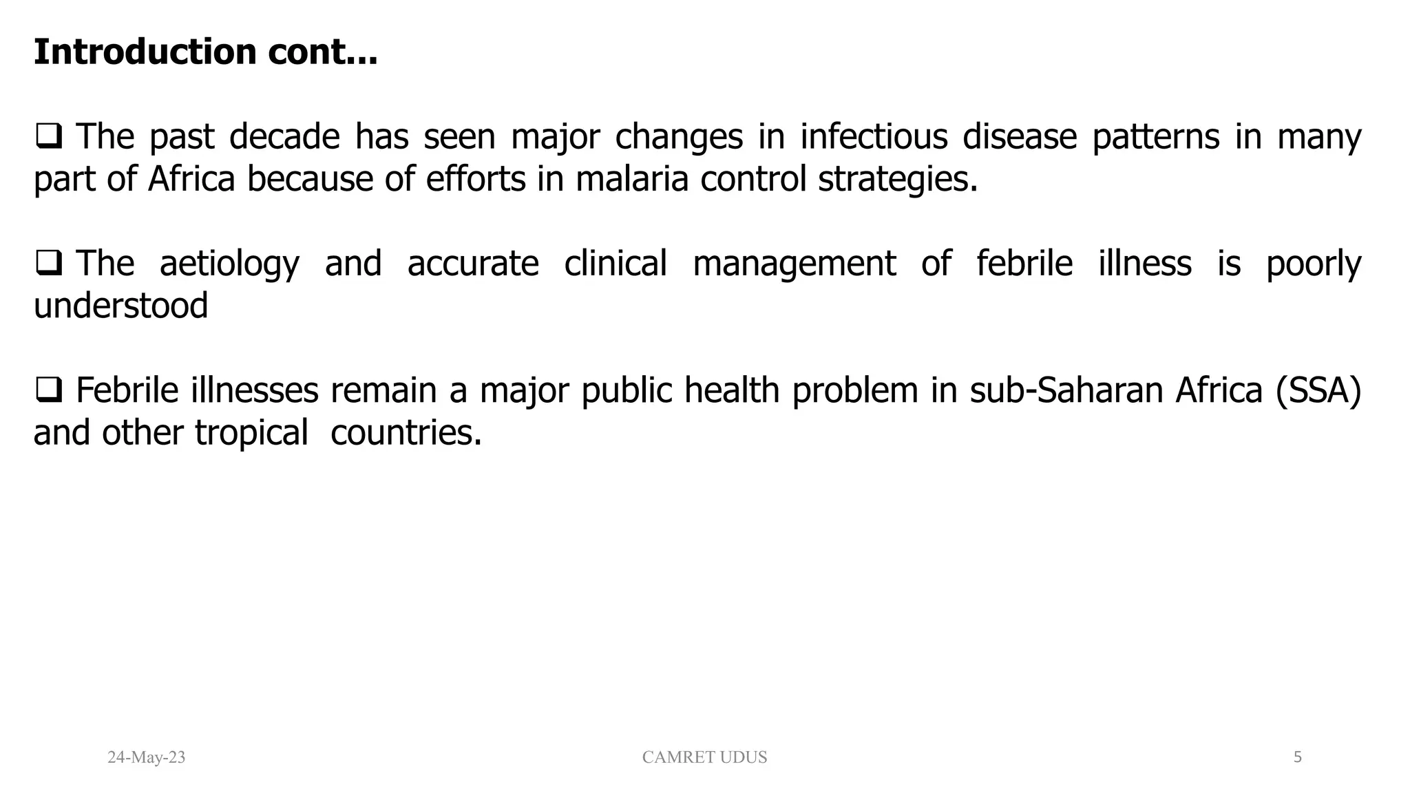 Febrile illness in the tropical regions. | PPTX