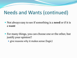 February 03 needs, wants, and goals | PPTX