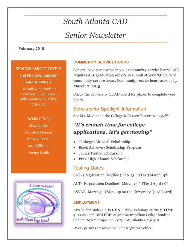 Senior Newsletter- CAD (February) | PDF