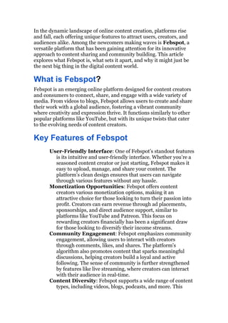 Febspot is more than just another content sharing platform. | DOCX