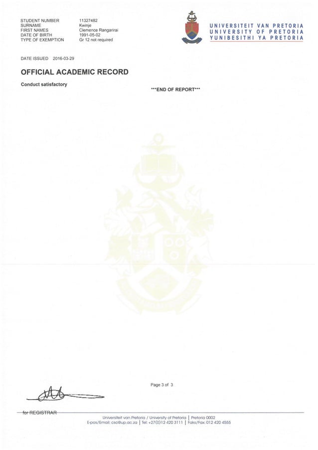 Academic Records for Clemence | PDF