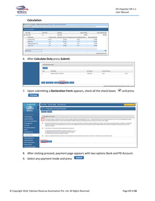 Form I filing For Importer using Weboc | PDF