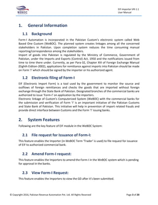 Form I filing For Importer using Weboc | PDF
