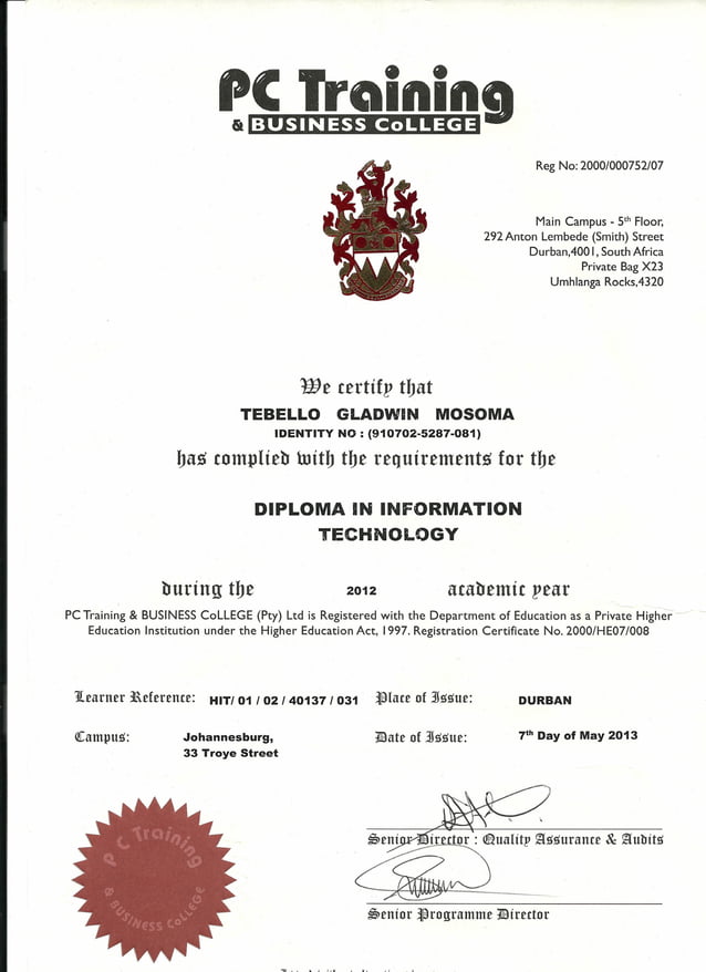 IT Diploma Certificate | PDF