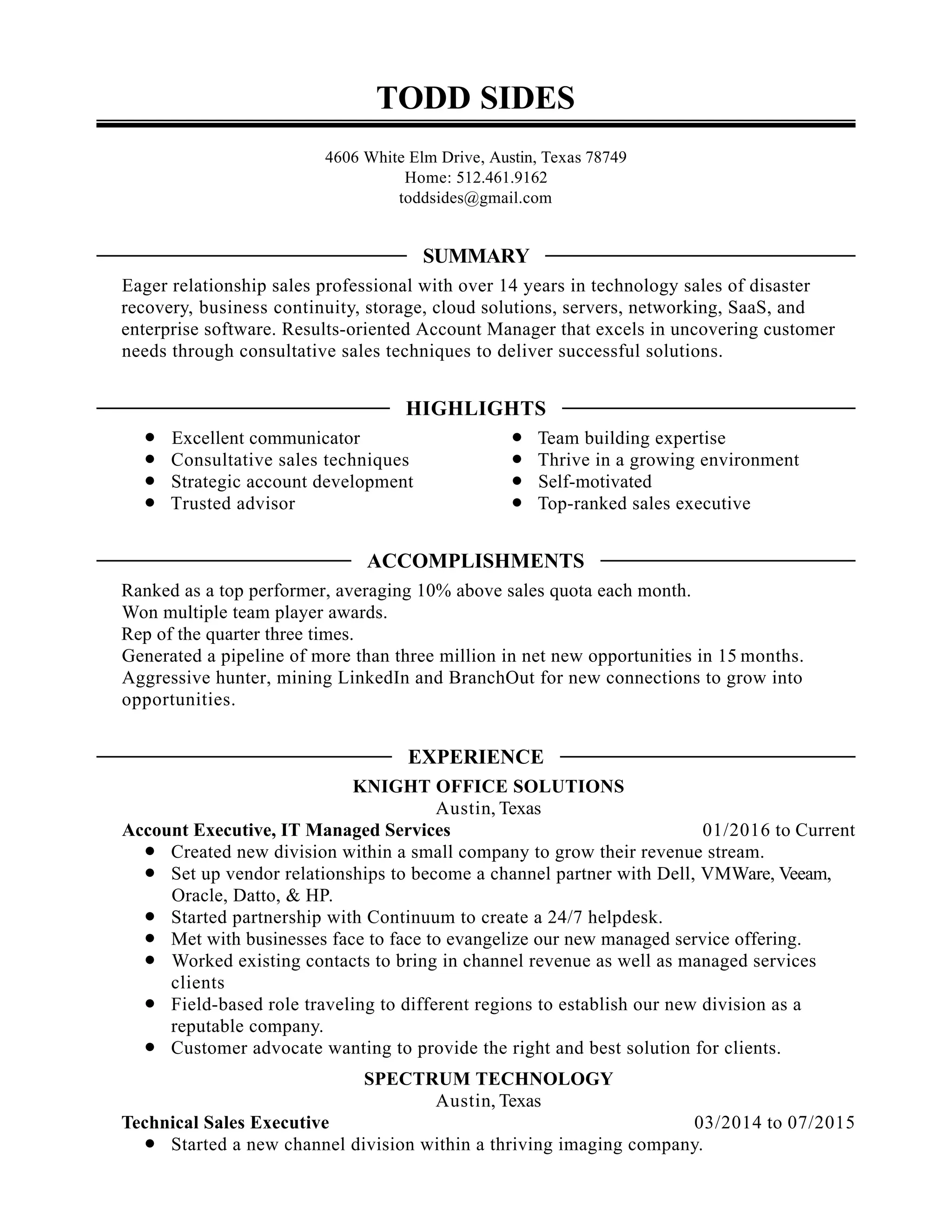 toddsidesresume2016 | PDF