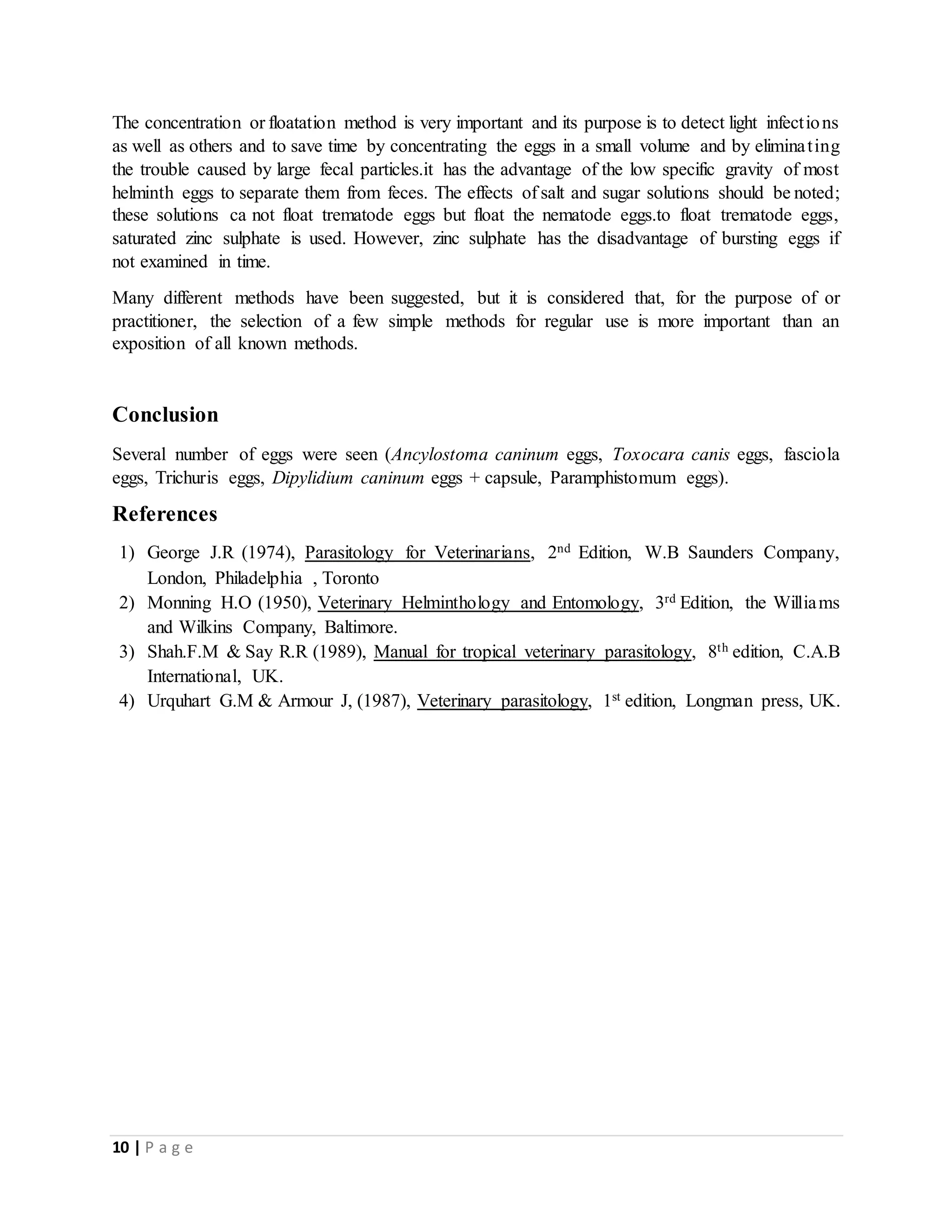 Fecal examination lab report | DOCX